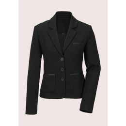 Madeleine Mode Kurzblazer MADELEINE "Blazer Blazer aus Struktur-Jersey", Damen, Gr. 34, schwarz, Obermaterial: 65% Polyester PES. 30% Viskose CV. 5% Elasthan EL., Modern, normal, Blazer Kurzblazer