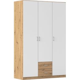 Dreht&uuml;renschrank Rauch "Kleiderschrank Garderobe GAMMA Breiten 91/136/181/226/271/315/360 cm", eiche artisan, alpinwei&szlig;, griffe alu, B:136cm H:210cm T:54cm, Holzwerkstoff, Schr&auml;nke, Dreht&uuml;renschrank, mit Schubladen, verschiedene Griff-Varianten TOPSELLER MADE IN GERMANY