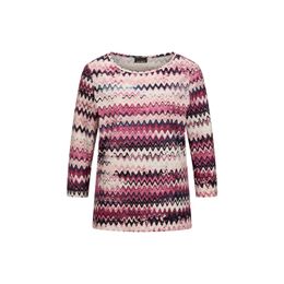 Print-Shirt GOLDNER "Halbarm-Viskosebluse, Zickzack-Design", Damen, Gr. 50, pink (beere, gemustert), Obermaterial: 95% Viskose CV. 5% Elasthan EL., Modisch, Shirts Print-Shirt, Zickzack-Muster
