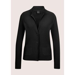 Madeleine Mode Strickjacke MADELEINE "Strickblazer Sportiver Blazer mit Stehkragen", Damen, Gr. 40, schwarz, Obermaterial: 67% Viskose CV. 33% Polyamid PA., Modern, normal, Strickjacken Strickjacke, modische Schlitze am Armabschlu&szlig;