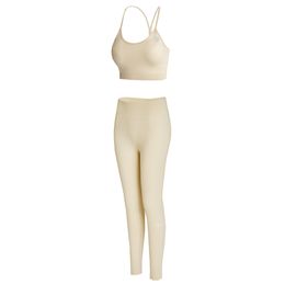 Sportanzug YEAZ "Set CHARM", Damen, Gr. M, beige, Obermaterial: 87% Nylon NY. 13% Elasthan EL., Sportanz&uuml;ge Sportanzug