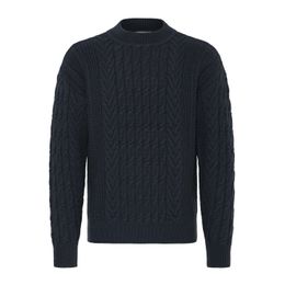 Strickfleece-Pullover Casual Friday "Strickpullover CFMILLOW", Herren, Gr. 3XL, blau (schwarz navy), Obermaterial: 80% Polyacryl PAN. 20% Wolle WO., Pullover Strickfleece-Pullover
