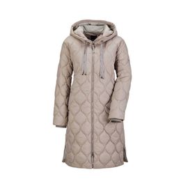 Langmantel GOLDNER "Kurzgr&ouml;&szlig;e Wintermantel mit Stehkragen und Kapuze", Damen, Gr. 20, beige (taupe), Obermaterial: 100% Polyamid PA., Rippe, M&auml;ntel Langmantel, mit seitlichen Rei&szlig;verschl&uuml;ssen