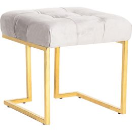 Polsterhocker Kayoom "Hocker Rarity 125, Edler Touch durch goldenes Gestell", grau (taupe), B:48cm H:48cm T:48cm, Bezug: 100% Polyester (Samt) Gestell: Edelstahl, Hocker, Polsterhocker, eckig, samtweich, gesteppt, mit Zierkn&ouml;pfen, Edelstahlgestell