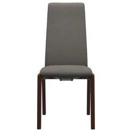 Polsterstuhl stressless "Laurel", grau (mole dinamica, walnuss), B:57cm H:105cm T:60cm, Microfaser DINAMICA (88% Polyester, 12% Polyurethan), St&uuml;hle, Polsterstuhl, High Back, Gr&ouml;&szlig;e M, mit abgerundeten Beinen in Walnuss