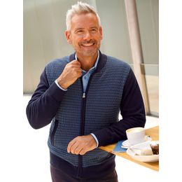 Strickjacke Marco Donati, Herren, Gr. 60/62, marine, meliert, 100% Baumwolle, gemustert, mehrfarbig, unifarben, Strickjacken Strickjacke