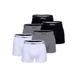 Boxershorts s.Oliver "Boxershort 6er Pack", Herren, Gr. L, bunt (grau, schwarz, wei&szlig;), Obermaterial: 92% Baumwolle CO. 8% Elasthan EL., Unterhosen Boxershorts