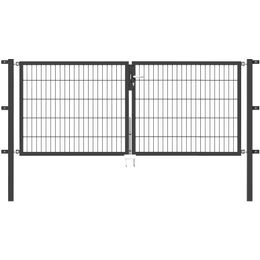 Zaundoppelt&uuml;r Alberts "Flexo", grau (anthrazit), B:250cm H:100cm, Stahl, Tore, Zaundoppelt&uuml;r, 250 cm Breite, in versch. H&ouml;hen