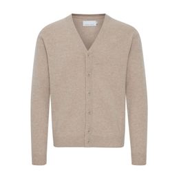 Strickjacke Casual Friday "Strickjacke CFKarl", Herren, Gr. XXL, beige (silber mink melange), Obermaterial: 80% Lammfell LF. 20% Polyamid PA., Strickjacken Strickjacke