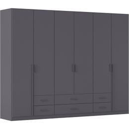 Dreht&uuml;renschrank Rauch "Kleiderschrank Garderobe GAMMA Breiten 91/136/181/226/271/315/360 cm", graumetallic, griffstangen graumetallic, B:271cm H:210cm T:54cm, Holzwerkstoff, Schr&auml;nke, Dreht&uuml;renschrank, mit Schubladen, verschiedene Griff-Varianten TOPSELLER MADE IN GERMANY