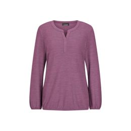 Langarmshirt GOLDNER "Kurzgr&ouml;&szlig;e Elegante Rundhals-Bluse mit Zierblende", Damen, Gr. 20, pink (beere), Obermaterial: 80% Polyester PES. 15% Viskose CV. 5% Elasthan EL., Modisch, Shirts Langarmshirt, Gummib&uuml;ndchen