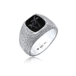 Siegelring HAZE & GLORY "Ring Siegelring Palme Onyx Schwarz 925 Sterling Silber" Gr. 62, silber, Fingerringe, Herren, 62, Silber 925 (Sterlingsilber), Siegelring