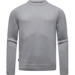 Sweater Ragwear "Strickpullover Larrs", Herren, Gr. M, grau (light grau25), Obermaterial: 60% Baumwolle CO. 40% Polyacryl PAN. Futter: 60% Baumwolle CO. 40% Polyacryl PAN., gerade, Rundhals, Rippb&uuml;ndchen, Sweatshirts Sweater, stylischer Herren Sweatpullover mit Rippb&uuml;ndchen