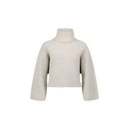 Strickpullover Zero "Strickpullover mit Rollkragen", Damen, Gr. L, grau (beige melange), Obermaterial: 58% Polyester PES. 30% Polyacryl PAN. 10% Wolle mw. 2% Elasthan EL., Pullover Strickpullover