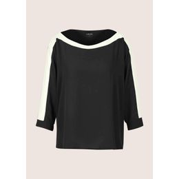 Madeleine Mode Langarmbluse MADELEINE "Blusenshirt Businessbluse im Colour Blocking-Stil", Damen, Gr. 36, schwarz (schwarz, wollwei&szlig;), Obermaterial: 100% Polyester PES., Modern, figurumspielend, Blusen Langarmbluse, Colourblocking