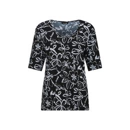 Print-Shirt GOLDNER "Cityshirt mit floralem Design", Damen, Gr. 54, schwarz (schwarz, wei&szlig;, gemustert), Obermaterial: 95% Viskose CV. 5% Elasthan EL., gerade, Shirts Print-Shirt, stretchbequemer Viskosejersey