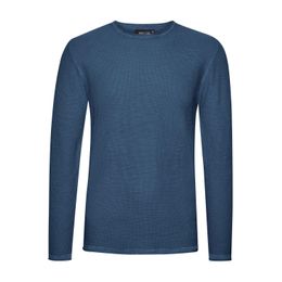 Strickfleece-Pullover INDICODE "Strickpullover IDKarpo", Herren, Gr. XL, blau (copen blau), Obermaterial: 100% Baumwolle CO., Pullover Strickfleece-Pullover