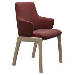 Polsterstuhl stressless "Laurel", rot (cherry paloma, eiche gekalkt), B:58cm H:92cm T:59cm, Leder PALOMA: PALOMA ist ein durchgef&auml;rbtes Semianilin-M&ouml;belleder mit nat&uuml;rlicher Narbung., St&uuml;hle, Polsterstuhl, Low Back mit Armlehne, Gr&ouml;&szlig;e L, abgerundete Beine in Eiche gekalkt