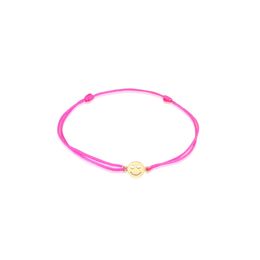 Armkette Elli "Armband mit Smile Face Textil 925 Silber vergoldet" Gr. 160, pink, Armb&auml;nder, Damen, Silber 925 (Sterlingsilber), Armkette