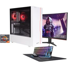 Captiva Gaming-PC-Komplettsystem "Advanced Gaming R93-553 TFT Bundle", Energieeffizienz: G, wei&szlig;, ohne Betriebssystem, 16 GB RAM 1.000 GB SSD, Computer_Komplettsysteme, Gaming-PC-Komplettsystem