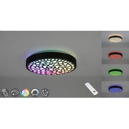 REALITY LEUCHTEN LED Deckenleuchte "Chizu", schwarz (schwarz matt), 1, &Oslash; 40,5cm H: 9cm, 1 Stk., Leuchten, Regenbogen RGB-Wechsel, dimmbar per Fernbedienung, Memory, Nachtlicht, LED Deckenleuchte