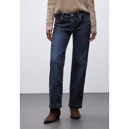 Straight-Jeans Street One, Damen, Gr. 33, L&auml;nge 30, deep indigo washed, Denim/Jeans, Obermaterial: 72% Baumwolle, 27% Polyester (REPREVE), 1% Elasthan, unifarben, straight fit lang, Jeans Straight-Jeans, im Five-Pocket Style