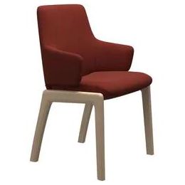 Polsterstuhl stressless "Laurel", rot (rot dinamica, eiche gekalkt), B:58cm H:92cm T:59cm, Microfaser DINAMICA (88% Polyester, 12% Polyurethan), St&uuml;hle, Polsterstuhl, Low Back mit Armlehne, Gr&ouml;&szlig;e L, abgerundete Beine in Eiche gekalkt