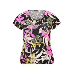 T-Shirt Betty Barclay "Printshirt mit Gummizug", Damen, Gr. 40, bunt (schwarz, khaki), Obermaterial: 94% Polyester PES. 6% Elasthan EL., Shirts T-Shirt