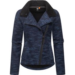 Strickfleecejacke Ragwear "Strickfleecejacke Saskie Melange", Damen, Gr. S, blau (navy), Obermaterial: 56% Polyester PES. 44% Baumwolle CO. Obermaterial: Futter: 100% Polyester PES., Jacken Strickfleecejacke