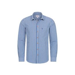 N&uuml;bler Trachtenhemd N&Uuml;BLER "Trachtenhemd Langarm Harry", Herren, Gr. XXL, EURO, blau, Obermaterial: 70% Baumwolle CO. 30% Polyester PES., Hemden Trachtenhemd