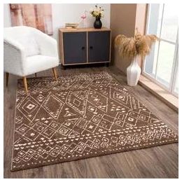 Teppich Carpet City "April 2292", braun, B:200cm H:10mm L:290cm, Polyester, Teppiche, Teppich, L&auml;ufer, weich durch Microfaser, Boho Ethno Look, Wohnzimmer