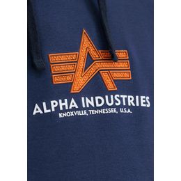 Hoodie Alpha Industries "Basic Hoodie BL Rubber", Damen, Gr. XS, blau (ultra navy), Obermaterial: 80% Baumwolle, 20% Polyester, regular fit, Sweatshirts Hoodie