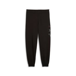 Trainingshose Puma "ESS LOGO LAB EXECUTION SWEATPANTS TR B", Jungen, Gr. 140, N-Gr, schwarz (Puma schwarz), Sweatware, Obermaterial: 68% Baumwolle, 32% Polyester, bedruckt, regular fit normal, Hosen Trainingshose, sportlicher Stil, f&uuml;r Jugendliche, mit Eingrifftaschen, Regular Fit