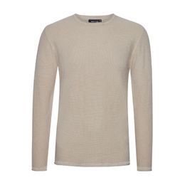 Strickfleece-Pullover INDICODE "Strickpullover IDKarpo", Herren, Gr. M, beige (fog), Obermaterial: 100% Baumwolle CO., Pullover Strickfleece-Pullover