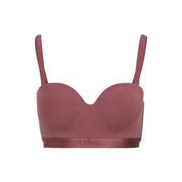 Push-up-BH BOSS "PUSH-UP WIRELESS BEA", Damen, Gr. 70, Cup C, rot (light, pastel rot 633), Jersey, Obermaterial: 53% Baumwolle, 35% Modal, 12% Elasthan, unifarben, k&ouml;rpernah, BHs Push-up-BH, mit dezente, Logo Detail