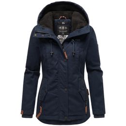 Winterjacke Marikoo "Winterjacke Bikoo", Damen, Gr. L, blau (navy with schwarz fur), Obermaterial: 100% Baumwolle CO. Obermaterial: Futter: 100% Polyester PES. 100% Polyester PES., Jacken Winterjacke