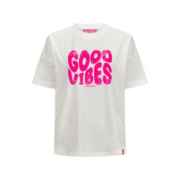 T-Shirt SALZHAUT "Shirt LEEV - GOOD VIBES", Damen, Gr. S, wei&szlig; (sanftes wei&szlig;), Obermaterial: 100% Baumwolle CO., Shirts T-Shirt