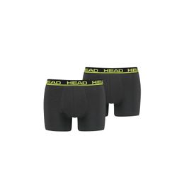 Boxershorts Head "Boxershort Basic Boxer 2P 2er Pack", Herren, Gr. M, grau (anthrazit, gelb), Obermaterial: 95% Baumwolle CO. 5% Elasthan EL., Unterhosen Boxershorts