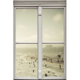 Wandsticker queence "Beach", grau, B:40cm H:60cm T:0,1cm, Wandtattoos, Wandsticker, Wandsticker, Wandbild, selbstklebend, 3D, Fenster