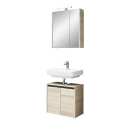 Badm&ouml;bel-Set SAPHIR "4-teilig, mit Soft-Close Ausz&uuml;gen", beige (polar pinie quer nb), Kastenm&ouml;bel-Sets, Badm&ouml;bel-Set