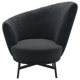 Drehsessel Musterring "Kleo", schwarz (schwarz samt), B:97cm H:95cm T:88cm, 100% Polyester, Sessel, Drehsessel, mit Drehfunktion um 360, inklusive Nierenkissen