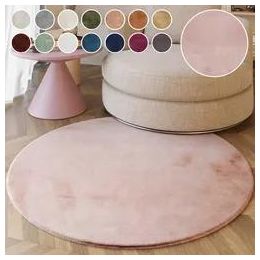 Hochflor-Teppich Esprit "Alice ESP-4377 Kunstfell" Gr. 10, rosa, H:25mm &Oslash;:200cm, Kunstfaser, Teppiche, Kaninchenfell-Haptik, besonders weich und dicht, f&uuml;r alle R&auml;ume