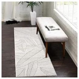 Teppich Carpet City "LOUNGE 0629", grau, B:80cm H:15mm L:300cm, Obermaterial: 100% Polyester, Teppiche, Teppich, Kurzflor-Teppich Modern, Hoch-Tief-Struktur, Wohnzimmer, Schlafzimmer