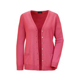 Strickjacke GOLDNER "Uni Merino-Cardigan Langarm", Damen, Gr. 50, pink, Obermaterial: 100% Schurwolle WV., Basic, Rippe, Strickjacken Strickjacke, Reine Merinowolle