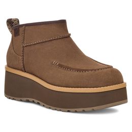 UGG Australia Plateaustiefelette UGG "CITYFUNC ULTRA MINI", Damen, Gr. 6 (37), grau (taupe), Veloursleder, Schuhe Plateaustiefelette, Plateaustiefel, Winterstiefel mit Innenrei&szlig;verschluss