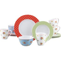 Kombiservice Creatable "Geschirr-Set Emily", bunt, 16 Stk., Porzellan, Geschirr-Sets, Kombiservice, Service, romantisches Blumendekor, 16 Teile, f&uuml;r 4 Personen