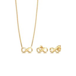 Ohrring und Ketten Set Elli "Schmuckset Infinity Symbol Unendlichkeit 925 Silber, mit Kristallen von Swarovski" Gr. 45, gold, Schmuck_Sets, Damen, 45, Ohrring und Ketten Set