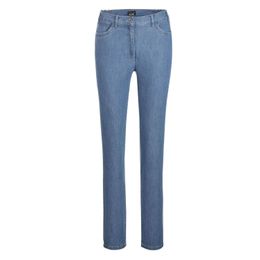 Stretch-Jeans GOLDNER "Kurzgr&ouml;&szlig;e Edel geschm&uuml;ckte Jeanshose Carla", Damen, Gr. 27, K-Gr, blau (hellblau), Obermaterial: 83% Baumwolle CO. 16% Polyester PES. 1% Elasthan EL., Jeans Stretch-Jeans