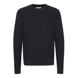 Strickfleece-Pullover Casual Friday "Strickpullover CFKARL structured crew neck knit", Herren, Gr. M, blau (schwarz navy), Obermaterial: 100% Baumwolle CO., Pullover Strickfleece-Pullover