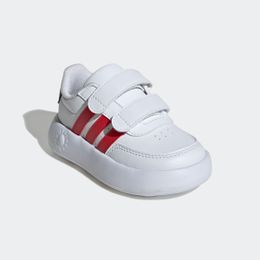 Klettschuh adidas Sportswear "BREAKNET 2.0 KIDS", M&auml;dchen, Gr. 27, wei&szlig; (cloud wei&szlig;, better scarlet, carbon), Synthetik, Schuhe Klettschuh, f&uuml;r Kinder